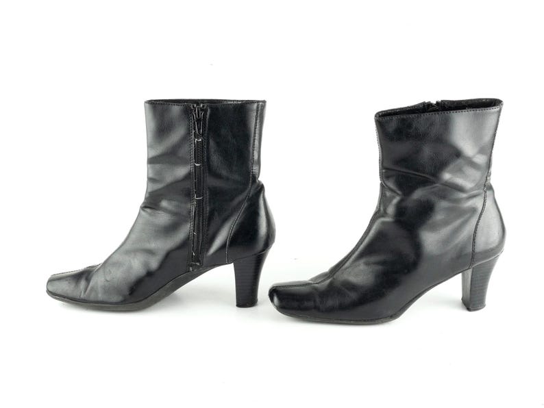 Vintage Designer Size 8 M Black SQUARE Toe / Heel 90s Y2k Platform ...