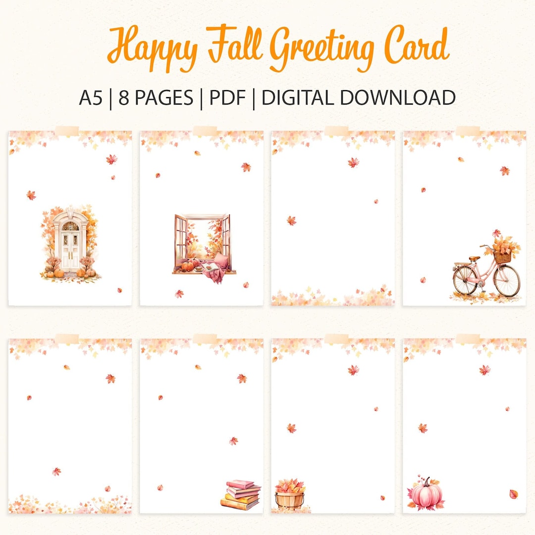 Printable Fall Greeting Card Fall Autumn Wedding Card Digital - Etsy