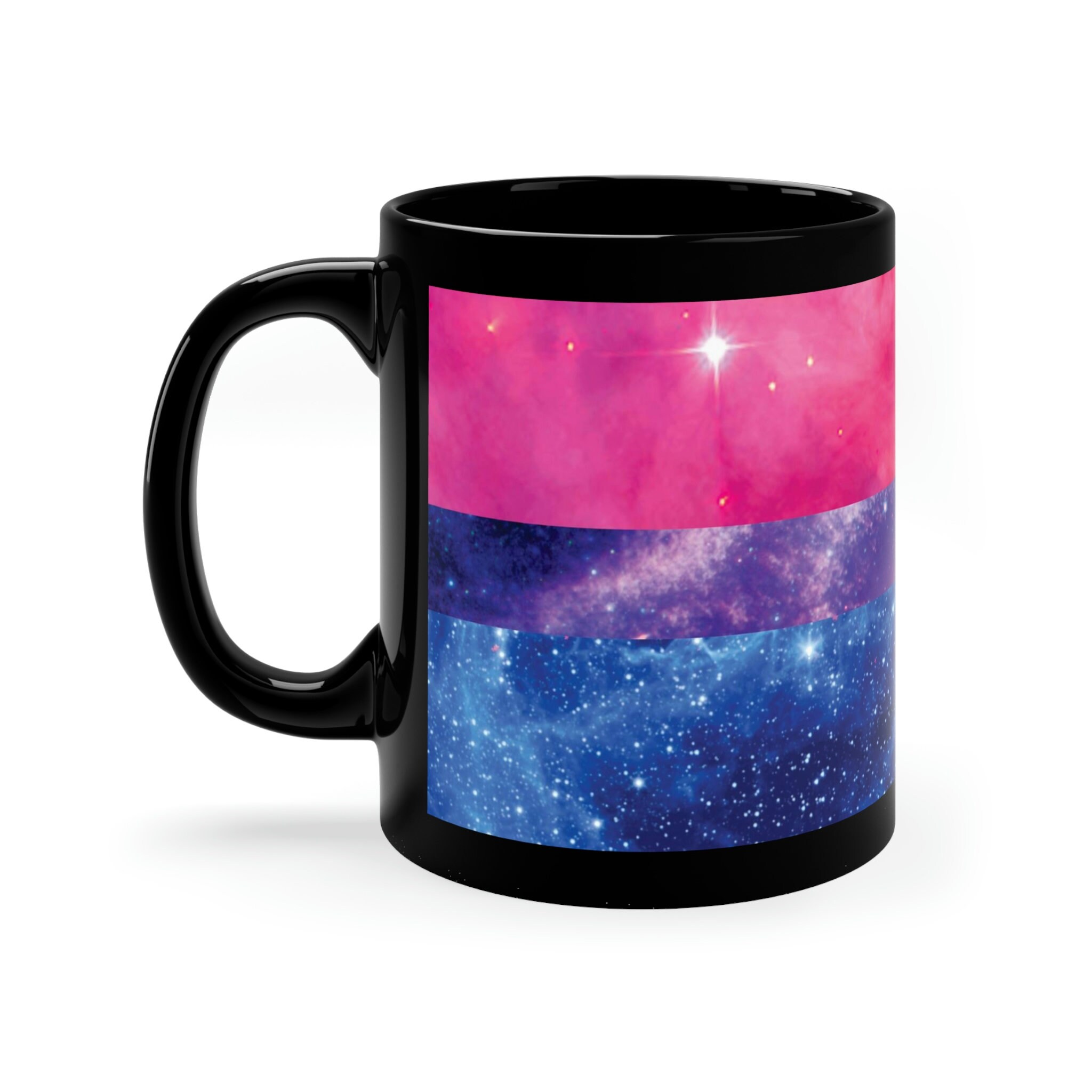 Bi Pride Flag Galaxy Mug - Space Photo Mosaic Bisexual Flag Design 11oz ...