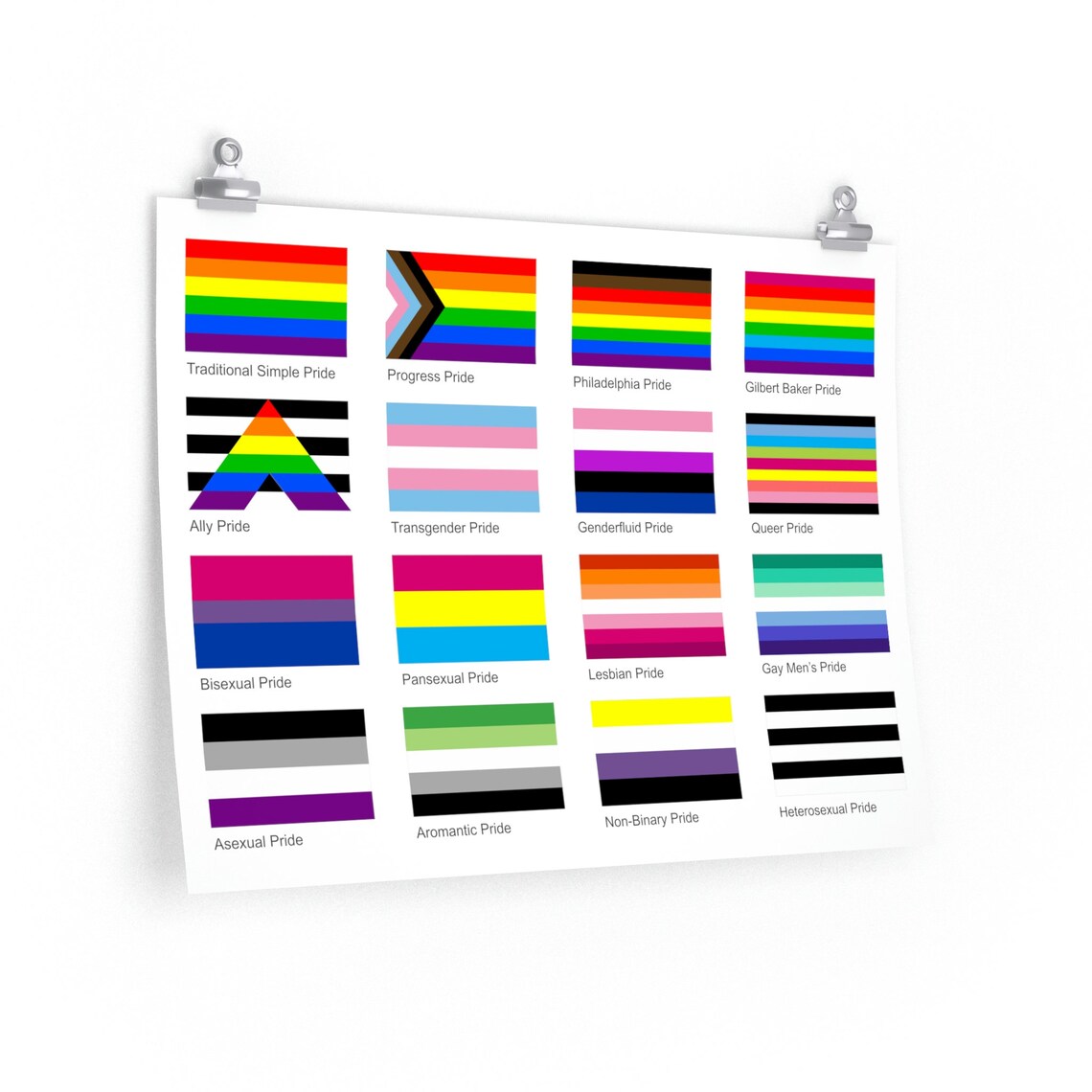 Updated Gorgeous Pride Flag Chart 24x18 Premium Matte Horizontal ...