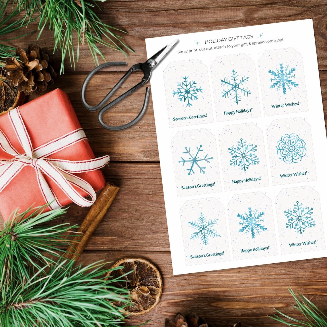 Snowflake Christmas Gift Tags | Instant Digital Download | Printable ...