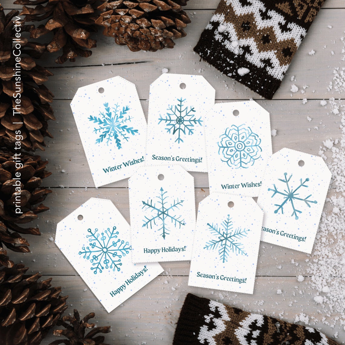Snowflake Christmas Gift Tags | Instant Digital Download | Printable ...