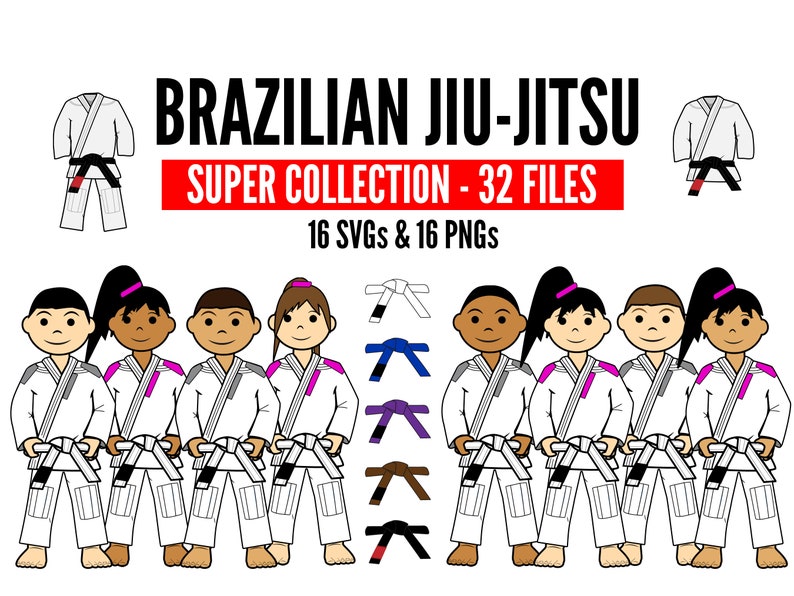 BJJ Martial Arts GI and Belt Clipart for Karate Jiu Jitsu - Etsy