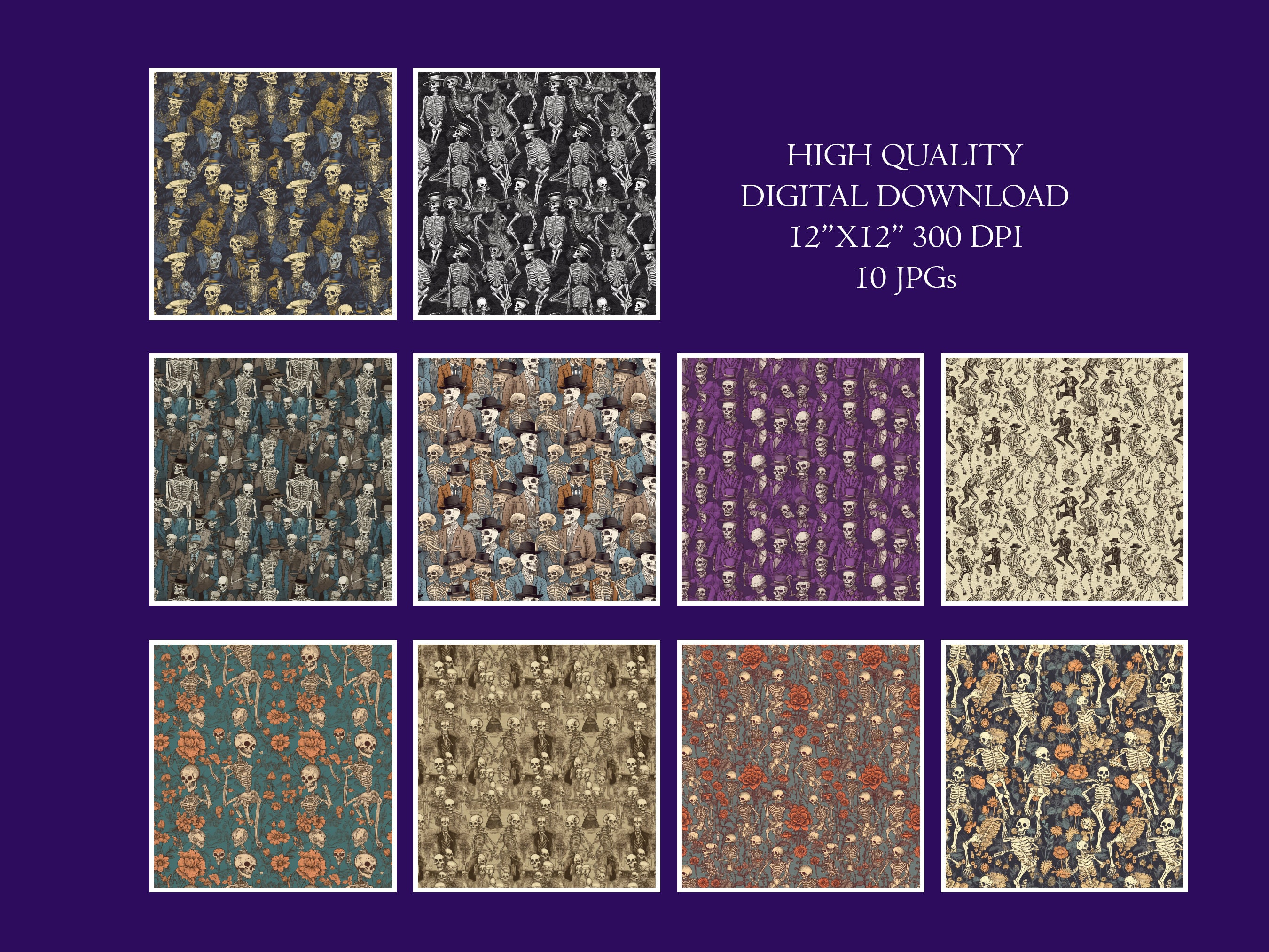 Fancy Skeletons Collection Digital Downloadable Designs - Etsy