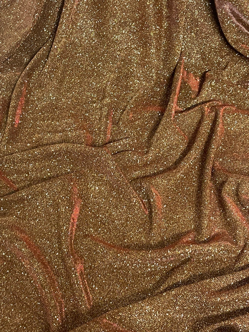 Two Tone Gold/red Sparkly Glitter Moonlight Stretch Dress Fabric..58 ...