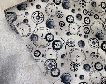 Clock Print Fabric | Etsy UK