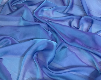 1 Meter Two Tone Blue Soft Cationic Chiffon 100% Polyester Fabric 58 ...
