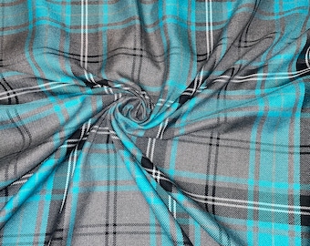 Teal Plaid Fabric | Etsy