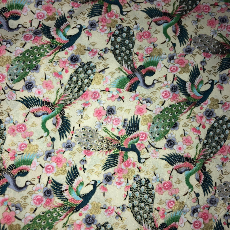 Peacock Print Fabric - Etsy