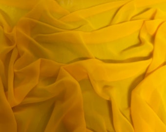 1 Meter Elegant Bright Yellow Chiffon Soft Dress Fabric Floaty Light ...