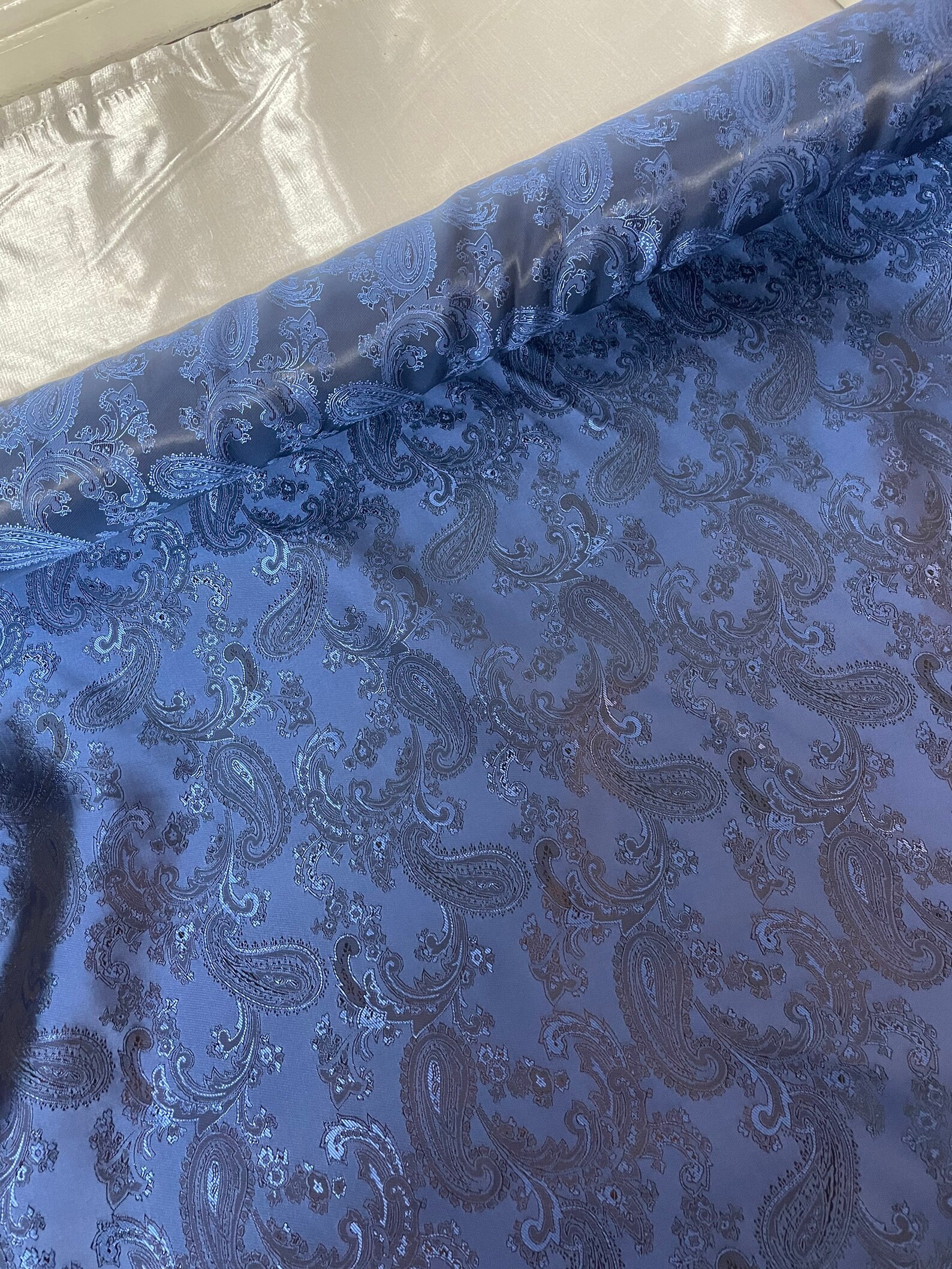 1 Mtr Two Tone Navy Blue Self Print Paisley Jacquard - Etsy UK