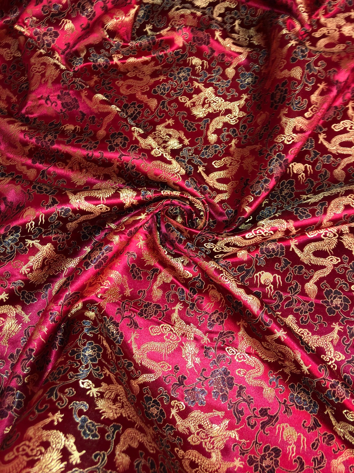 1 Mtr Red/gold Oriental Dragon Chinese Brocade - Etsy UK