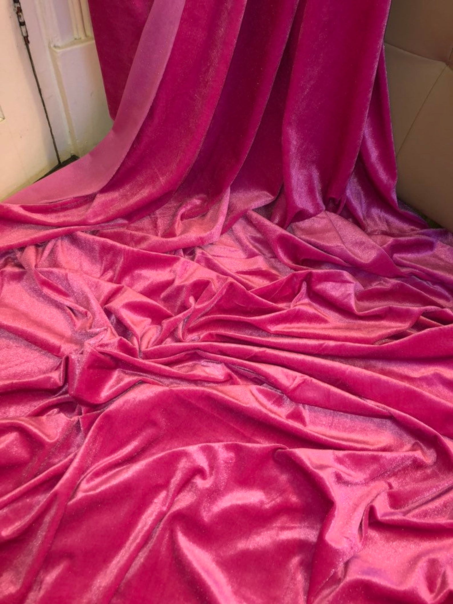 1 Mtr Luxury Bright Pink Velour Velvet Fabric..58 Wide - Etsy