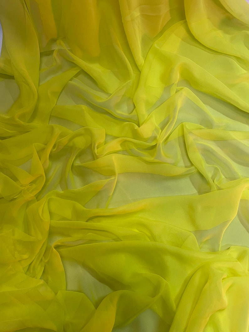 1 Mtr Neon Yellow Cationic Sheer Bridal Chiffon Fabric..58" Wide - Etsy