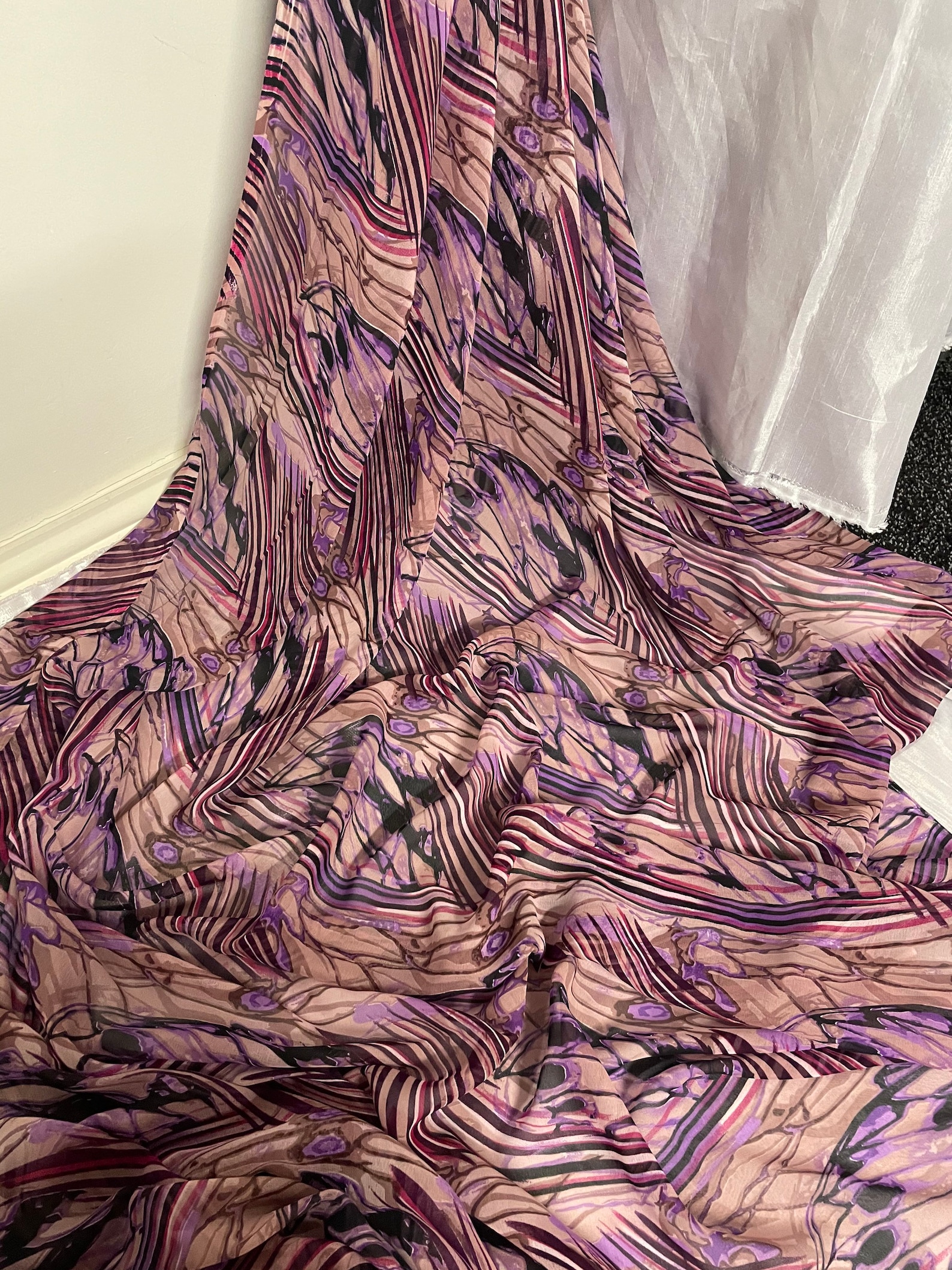 1 mtr lilac printed georgette chiffon dress fabric..58 wide | Etsy
