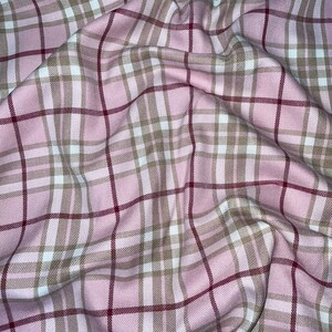 1 Mtr Baby Pink/beige Tartan Plaid Check Poly Viscose Fabric..58" Wide ...