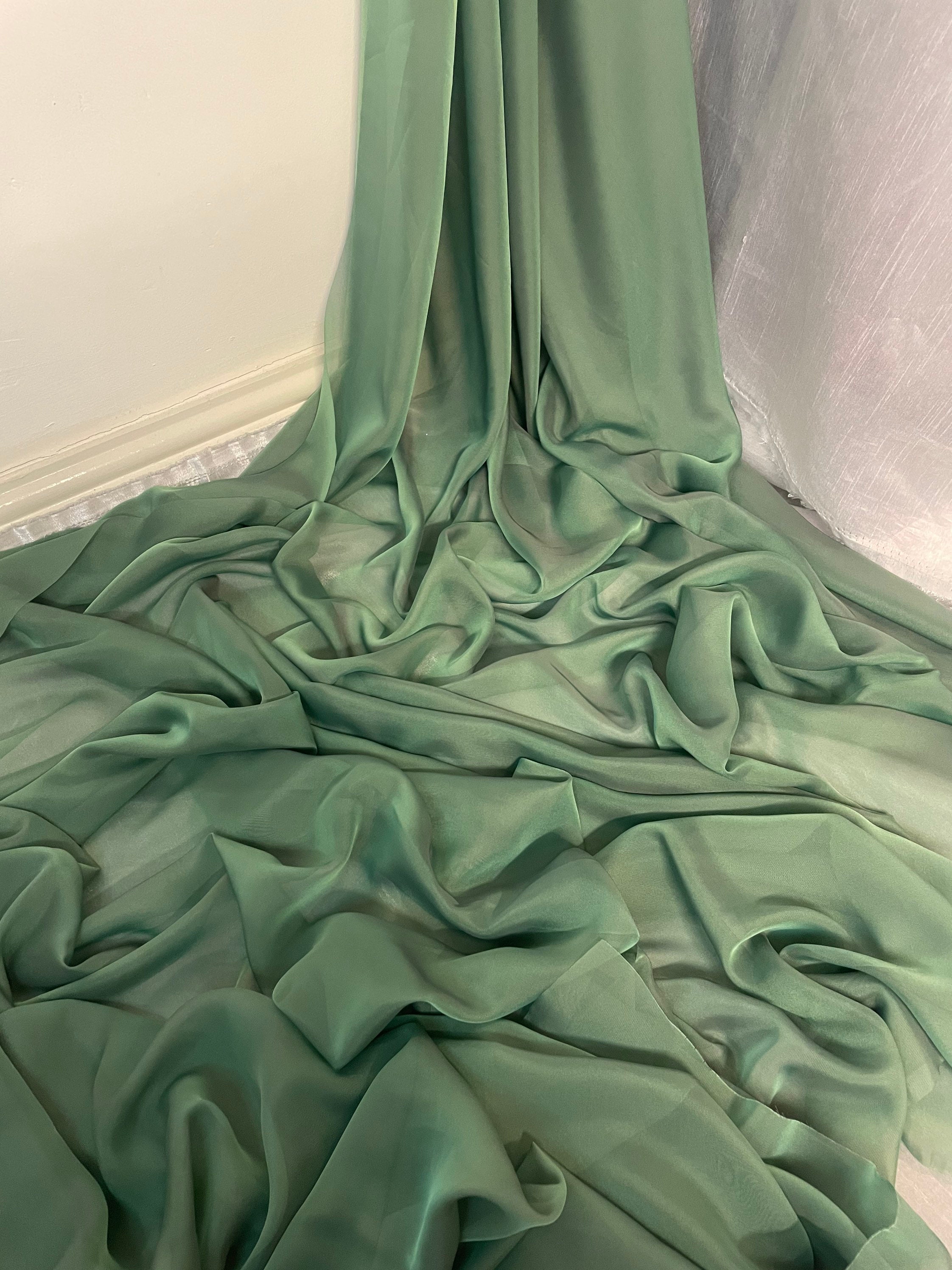 1 Mtr Two Tone Sage Green Cationic Sheer Bridal Chiffon - Etsy