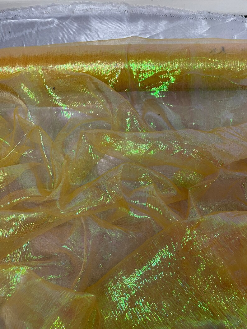 1 Mtr Yellowe Gold Iridescent Shiny Crinkle Organza Fabric..45” Wide - Etsy