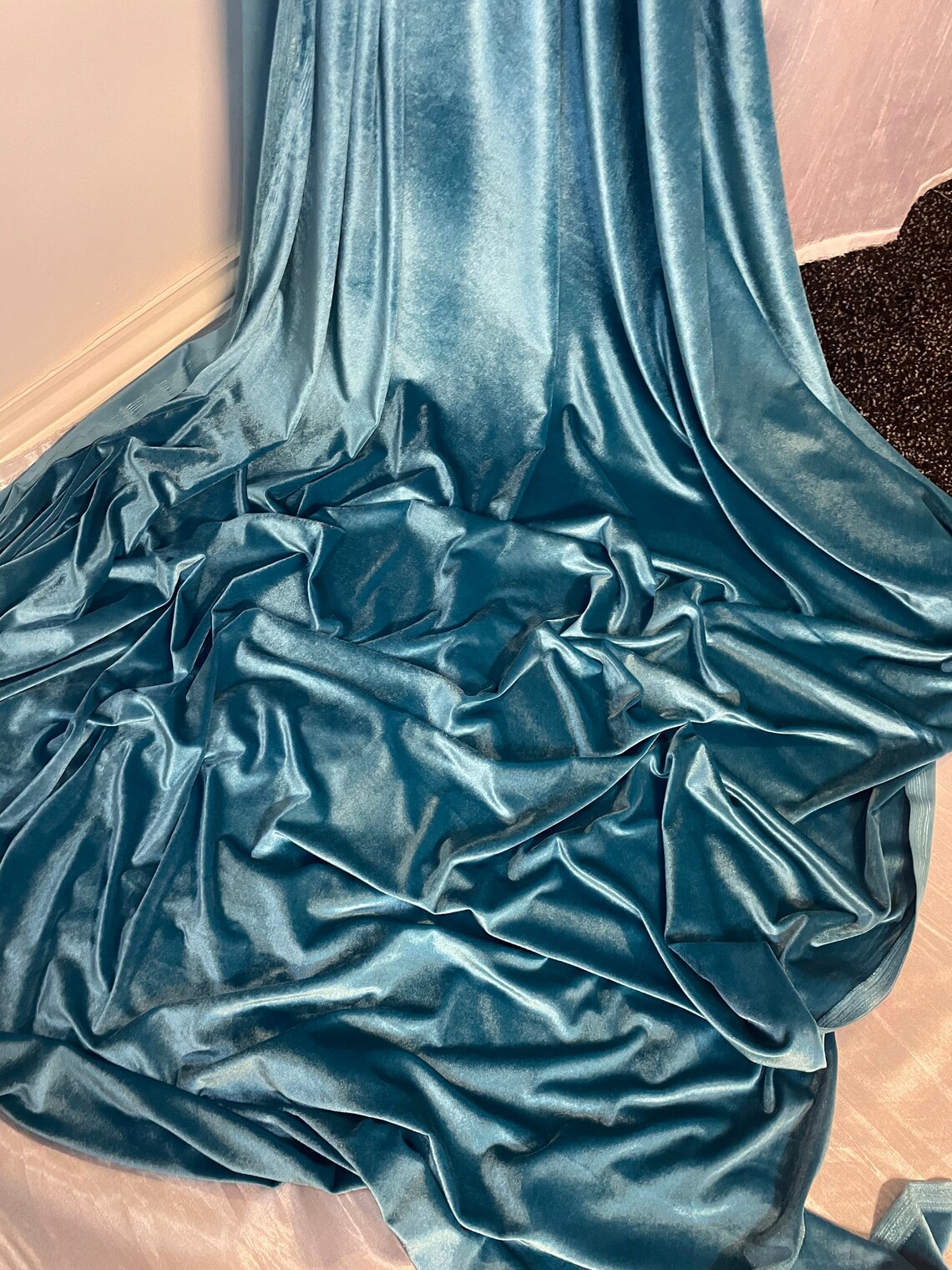 1 Mtr Luxury Turquoise Velour Velvet Fabric..58 Wide - Etsy