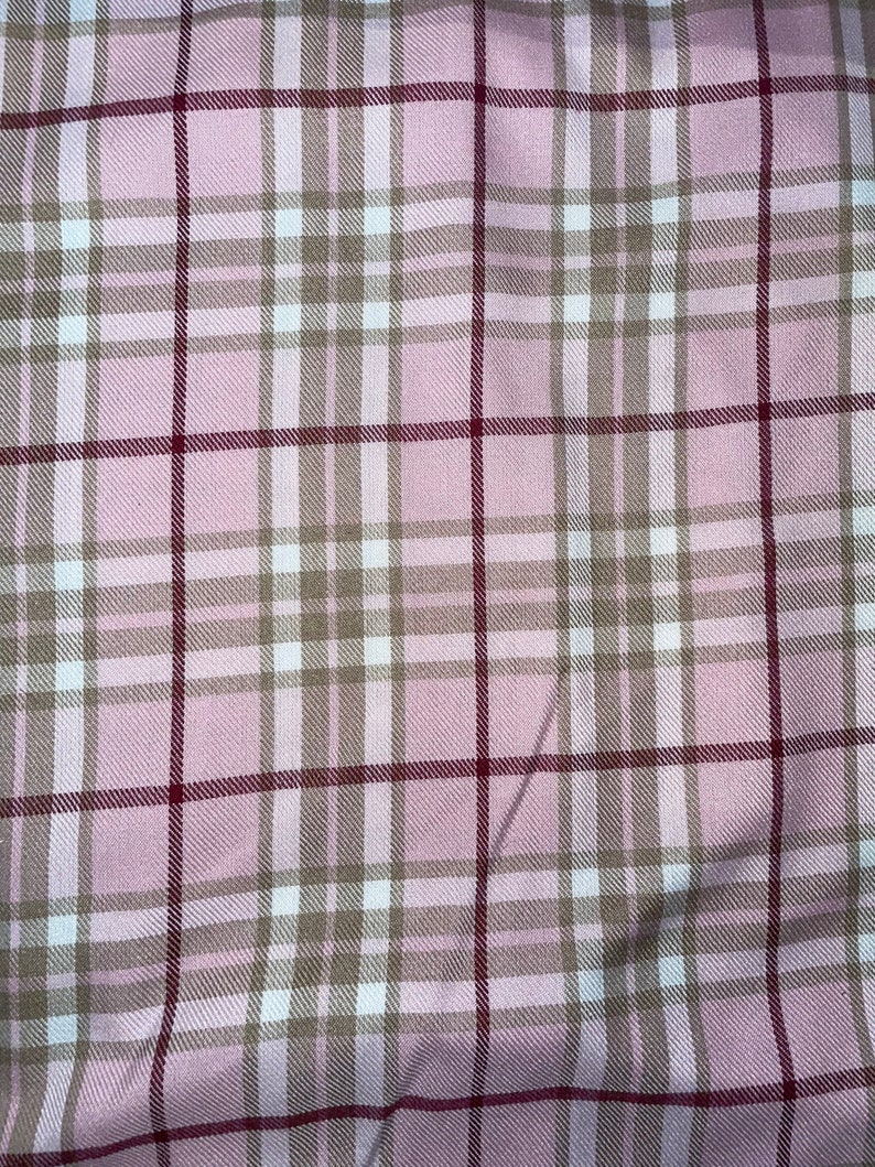 1 Mtr Baby Pink/beige Tartan Plaid Check Poly Viscose Fabric..58" Wide ...