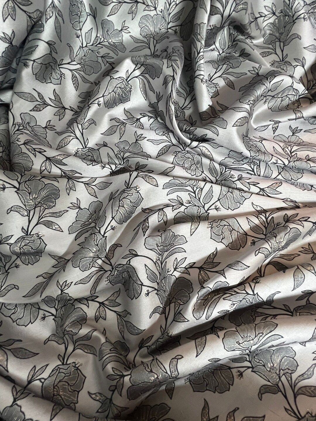 Silver/grey Floral Print Brocade Dress, Upholstery Fabric..58wide - Etsy