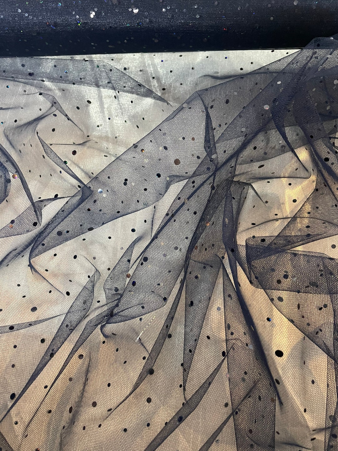 1 Mtr Navy Blue Hologram Sequin Tulle Net Fabric..58 Wide - Etsy