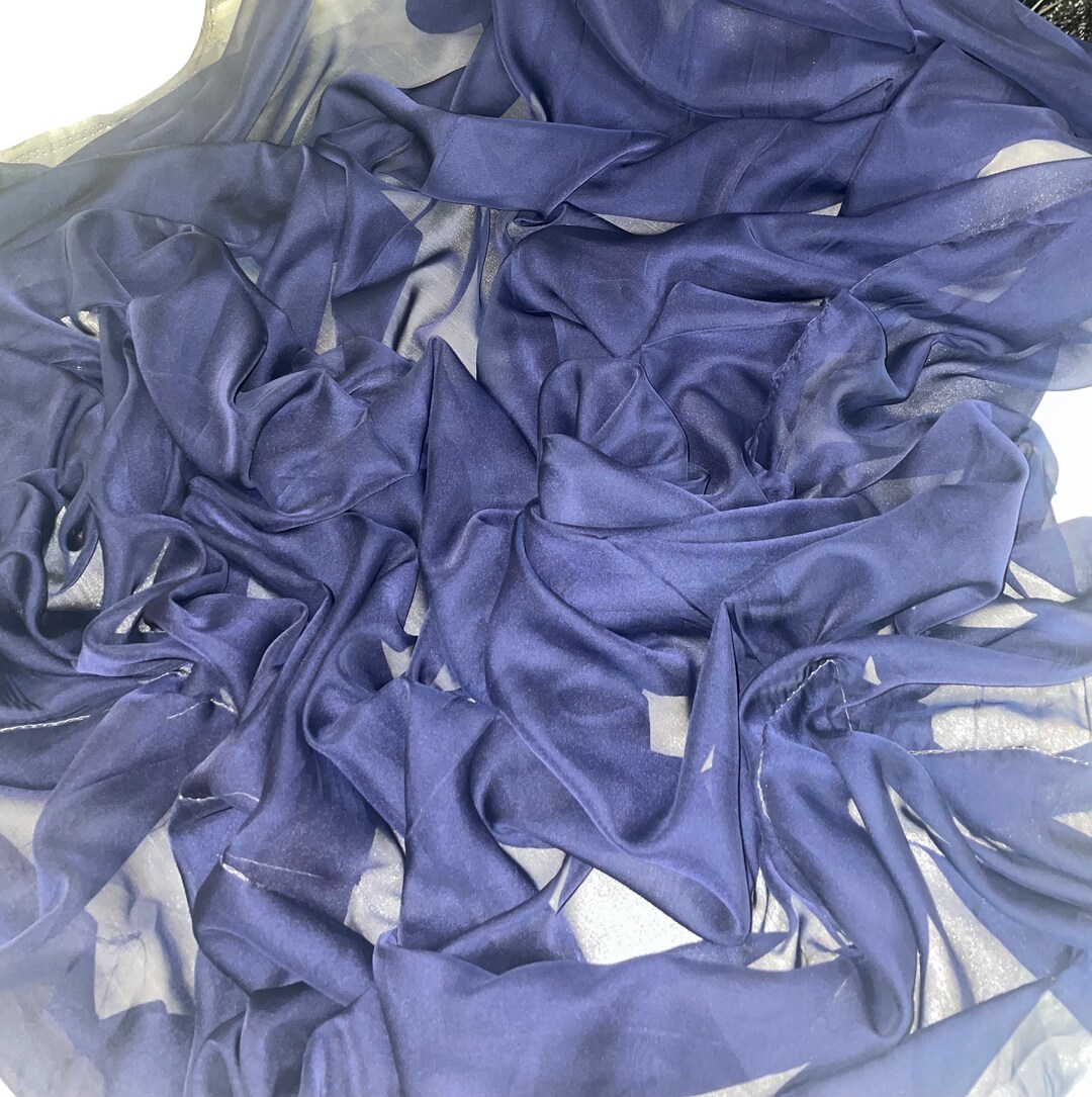 1 Mtr Navy Blue Cationic Sheer Bridal Chiffon Fabric..58" Wide - Etsy UK