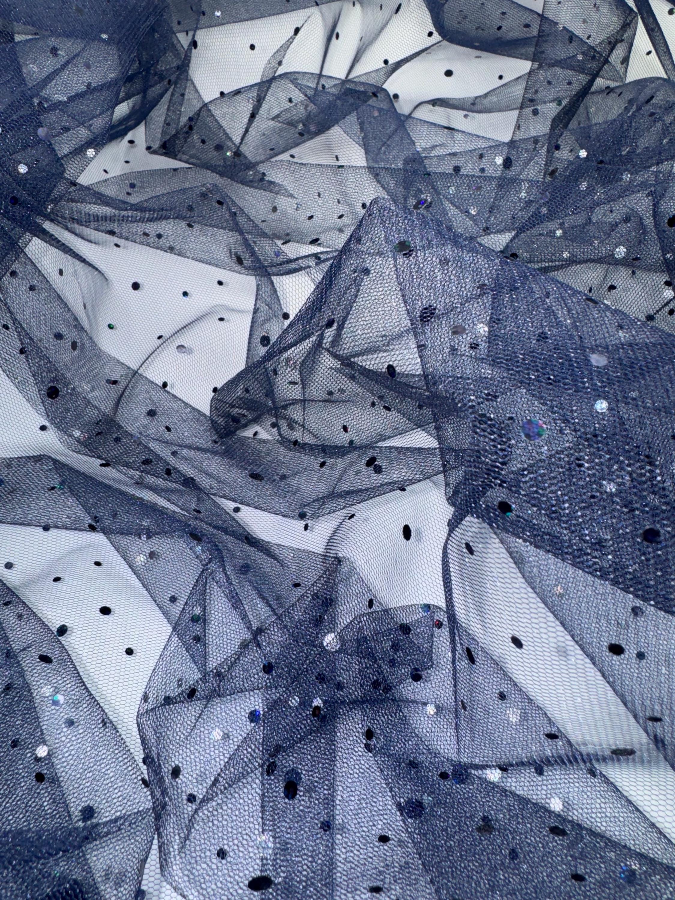 1 Mtr Navy Blue Hologram Sequin Tulle Net Fabric..58” Wide - Etsy