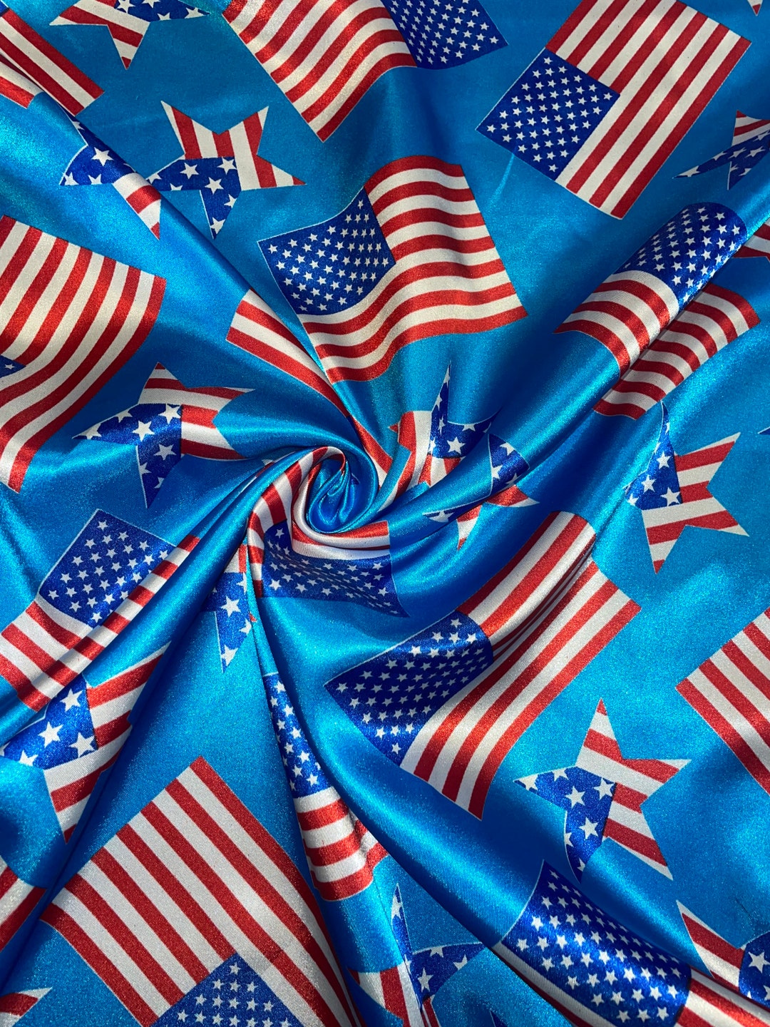 Blue American Flag Printed Satin Dress Fabric..58" Wide (147cm) - Etsy