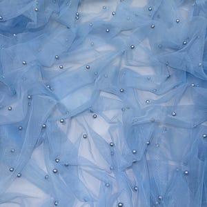 Sky Blue Pearl Beaded Tulle Net Bridal, Dress Fabric..58" Wide - Etsy