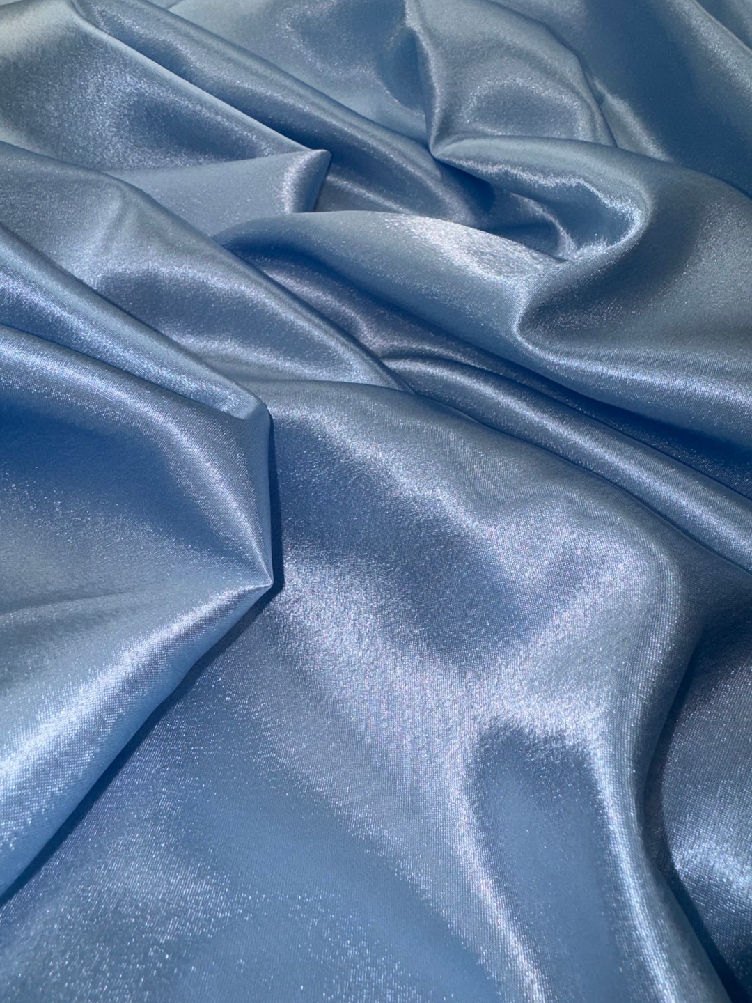 1 Mtr Shiny Sky Blue Quality Crepe Back Satin Fabric,bridal,deco,dress ...