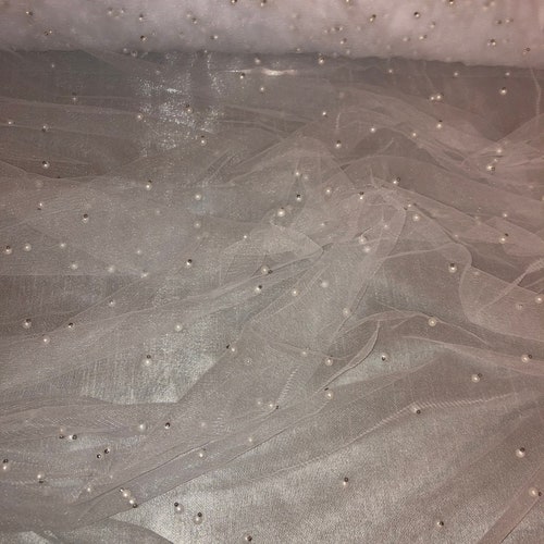 Dusty Pink Pearl Beaded Tulle Net Fabric..58 Wide | Etsy