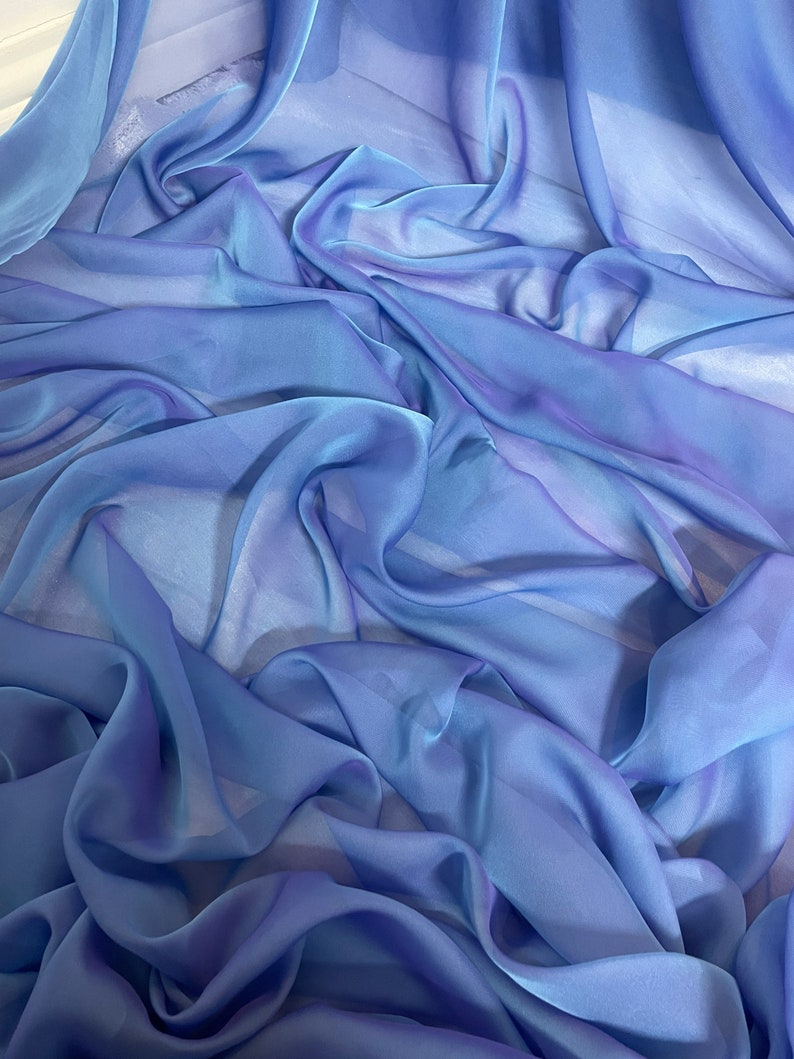 1 Mtr Two Tone Blue Cationic Sheer Bridal Chiffon Fabric..58" Wide - Etsy