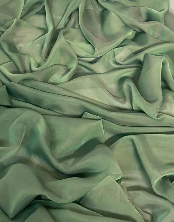 1 Mtr Two Tone Sage Green Cationic Sheer Bridal Chiffon - Etsy
