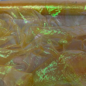 1 Mtr Yellowe Gold Iridescent Shiny Crinkle Organza Fabric..45” Wide - Etsy