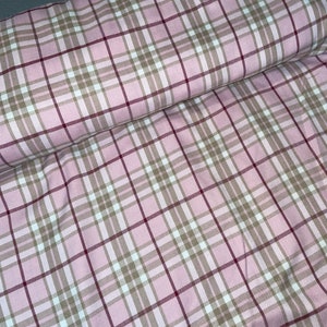 1 Mtr Baby Pink/beige Tartan Plaid Check Poly Viscose Fabric..58" Wide ...