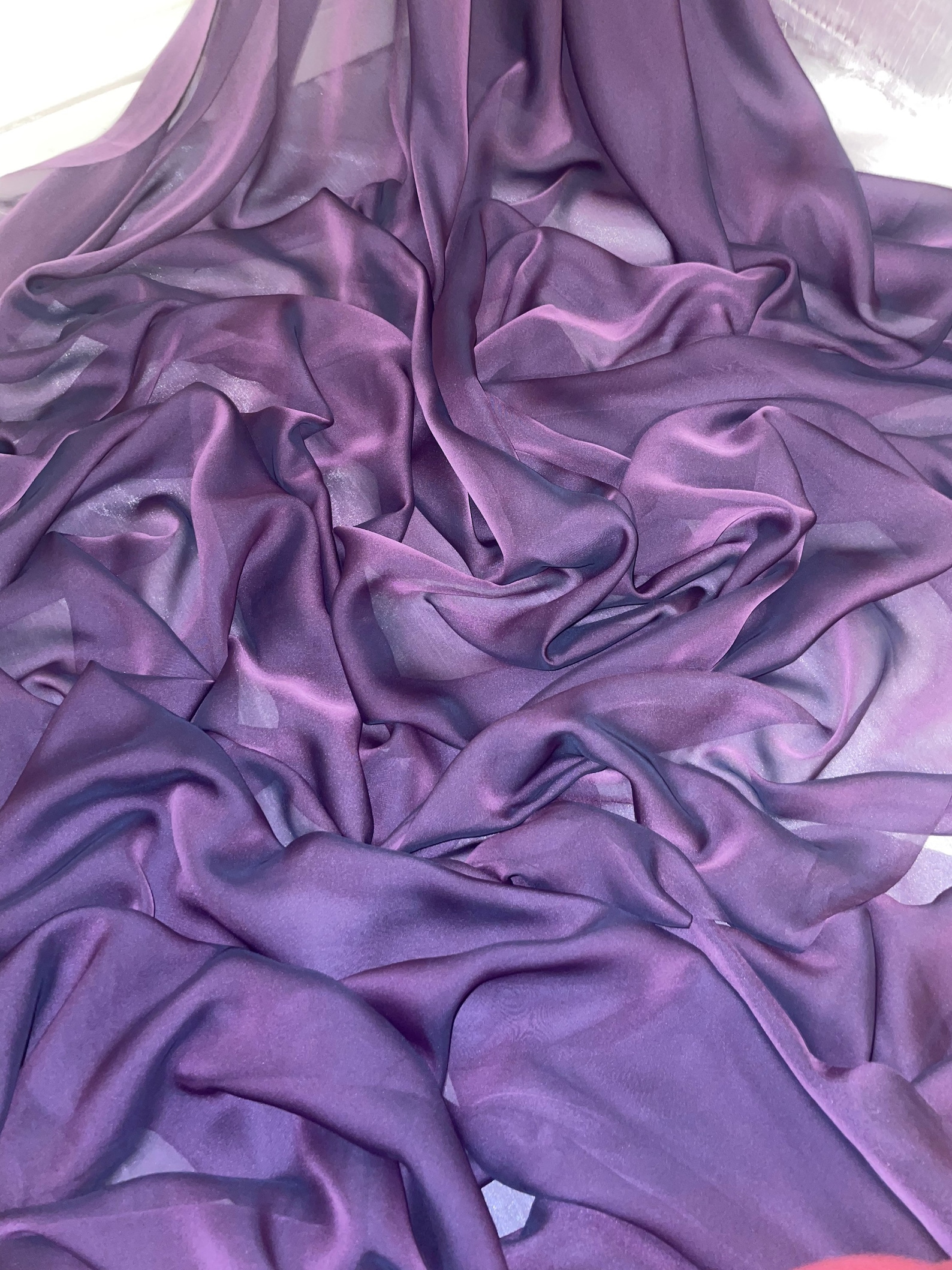 1 Mtr Two Tone Dark Purple Cationic Sheer Bridal Chiffon - Etsy