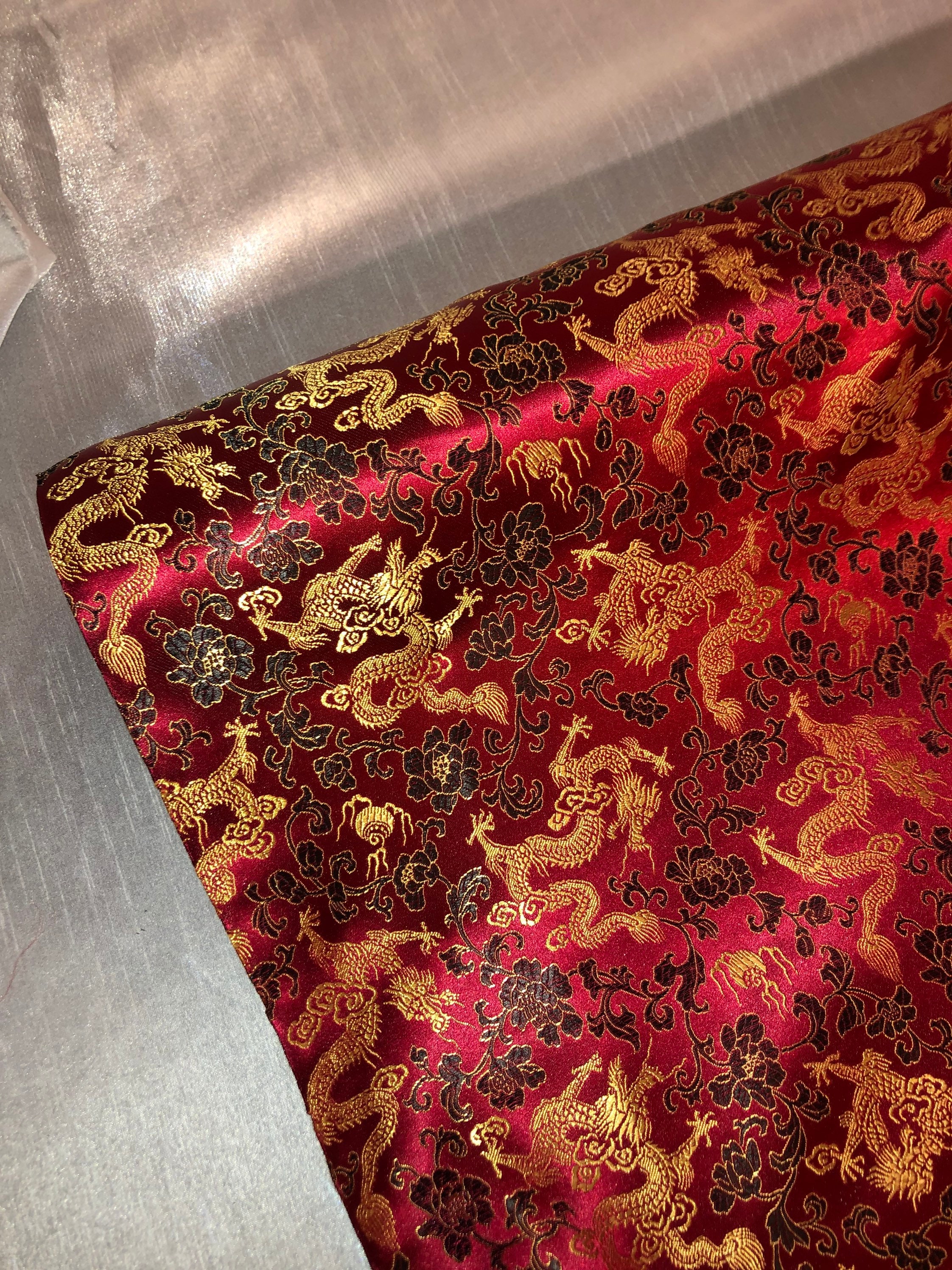1 Mtr Red/gold Oriental Dragon Chinese Brocade - Etsy UK