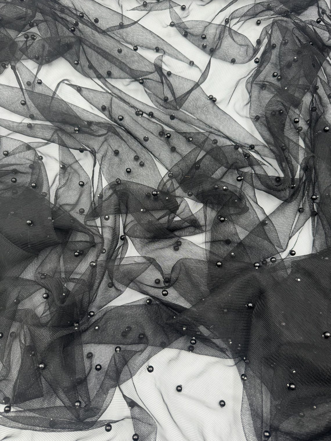 Black Pearl Beaded Tulle Net Bridal, Dress Fabric..58" Wide - Etsy