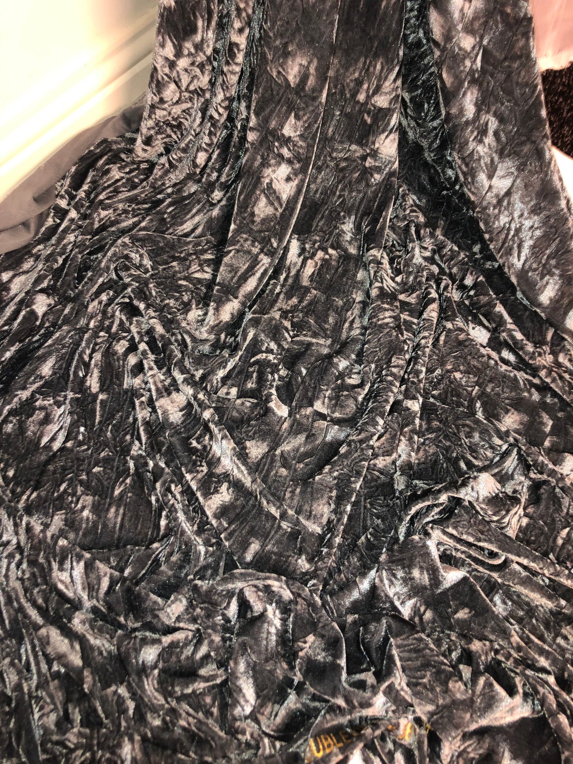 1 mtr dark grey ice crushed velvet fabric..58 wide | Etsy