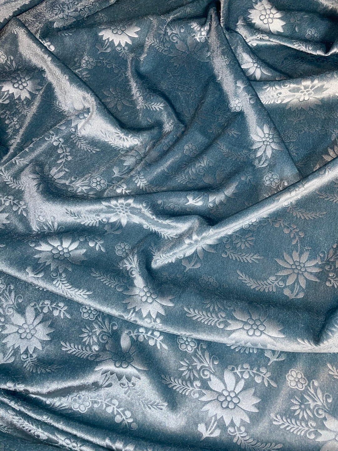 1 Mtr Light Blue Floral Self Print Velour Velvet Fabric..58” Wide - Etsy