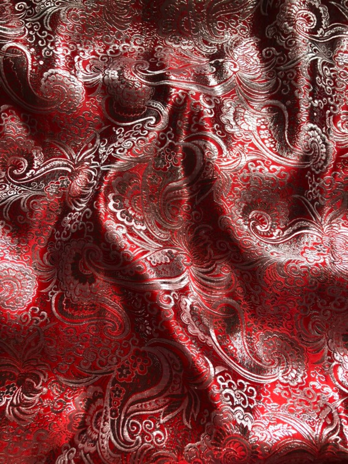 1 Mtr Red Paisley Metallic Brocade Fabric..58wide | Etsy