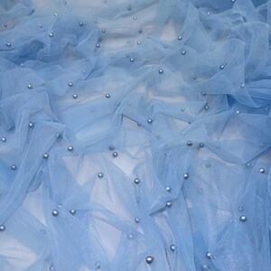Sky Blue Pearl Beaded Tulle Net Bridal, Dress Fabric..58" Wide - Etsy