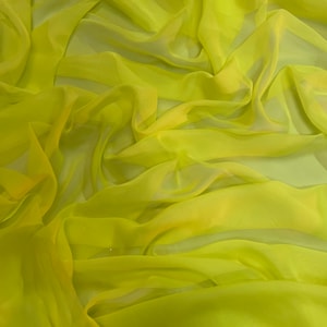 1 Mtr Neon Yellow Cationic Sheer Bridal Chiffon Fabric..58" Wide - Etsy