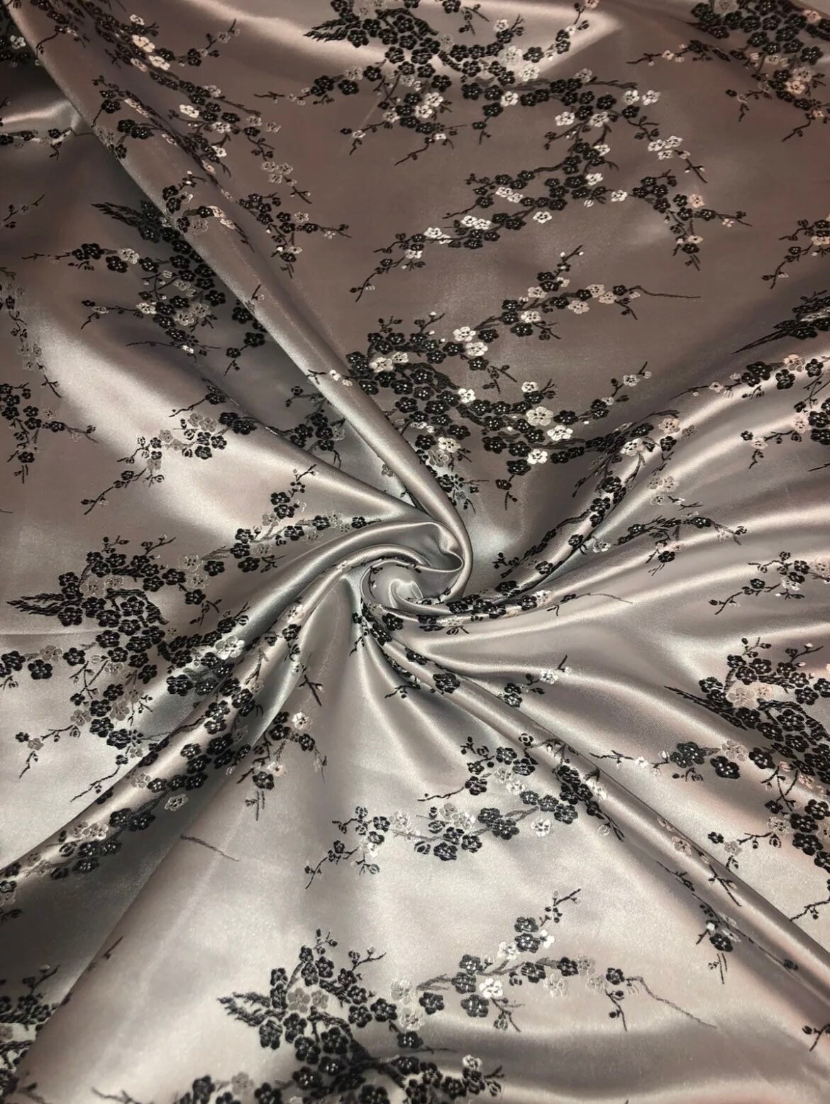 1 Mtr Silver Blossom Oriental Floral Chinese Brocade - Etsy
