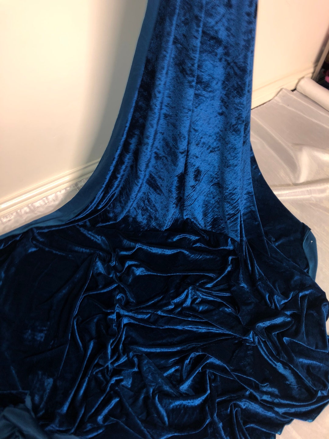 1 Mtr Luxury Teal Blue Velour Velvet Fabric..58" Wide C - Etsy