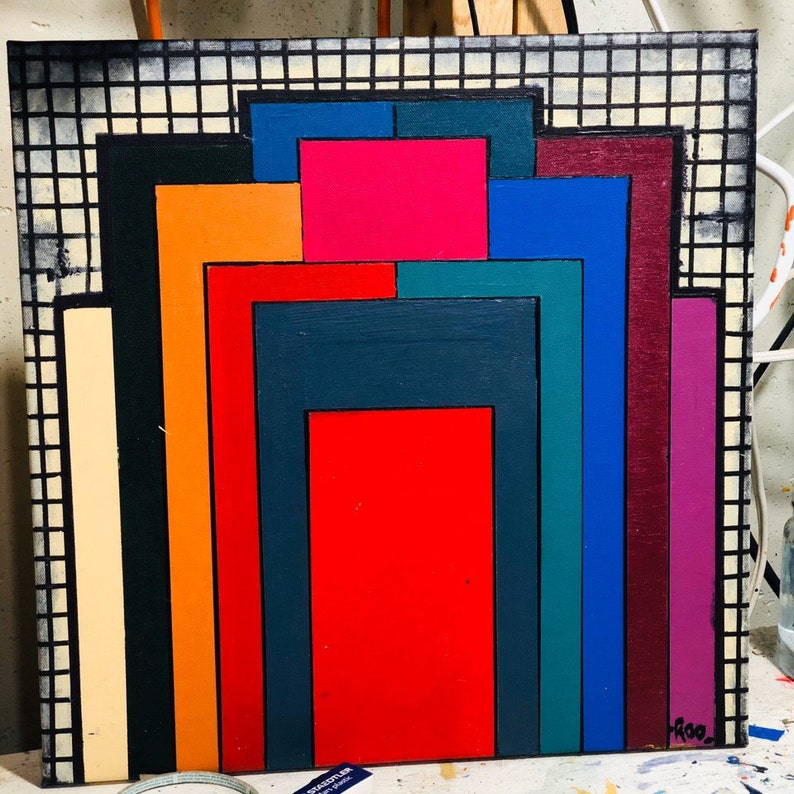 Custom Abstract art Deco Homage Minimalist Colourful Painting Acrylic ...
