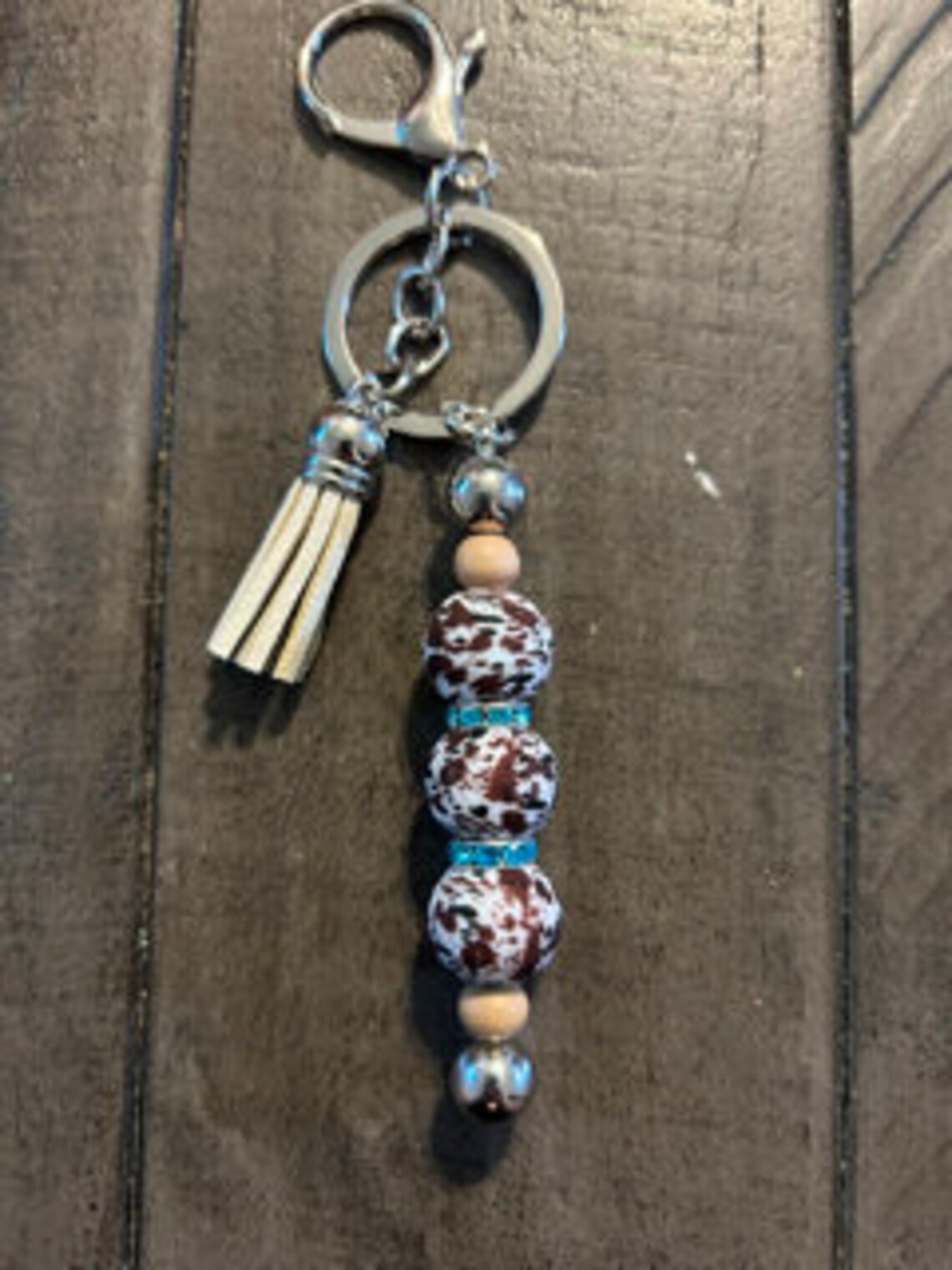 Cow Print Keychain - Etsy