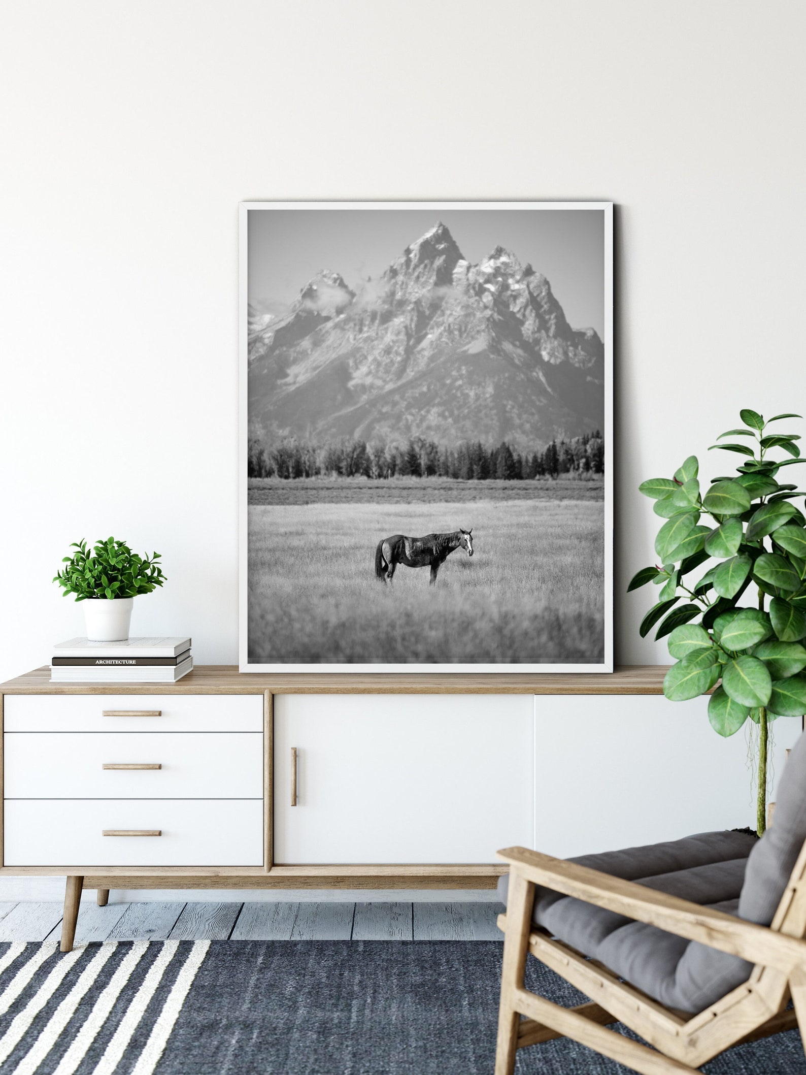 Fine Art Photography Print- Black and White Mountain Prints Grand Teton ...