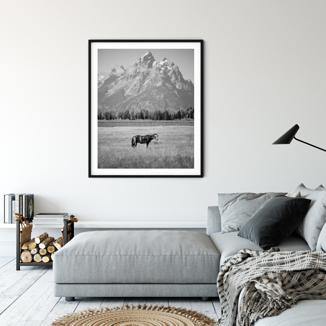 Grand Teton Print – Black and White Horse Photography, Wyoming Art - Etsy